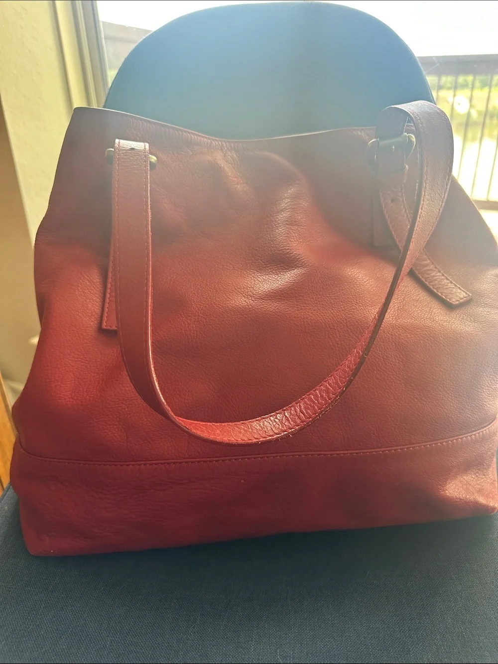 Garnet Hill | Bags | Garnet Hill Deep Red Leather Shoulder Bag | Poshmark